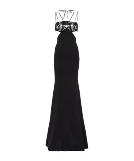 David Koma Embroidered Cutout Gown - Black