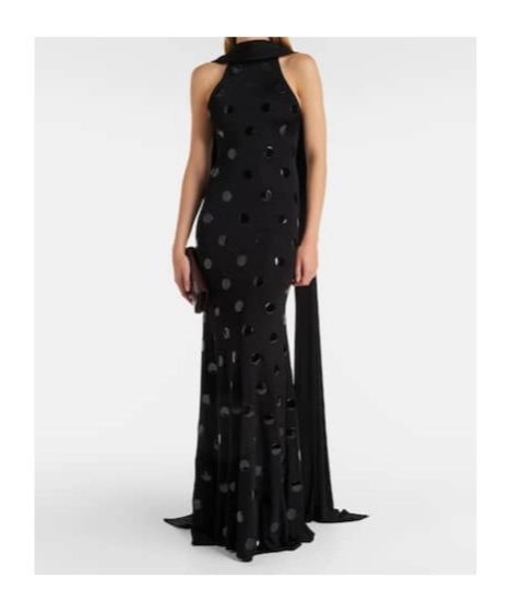 David Koma Embellished Scarf-detail Jersey Gown