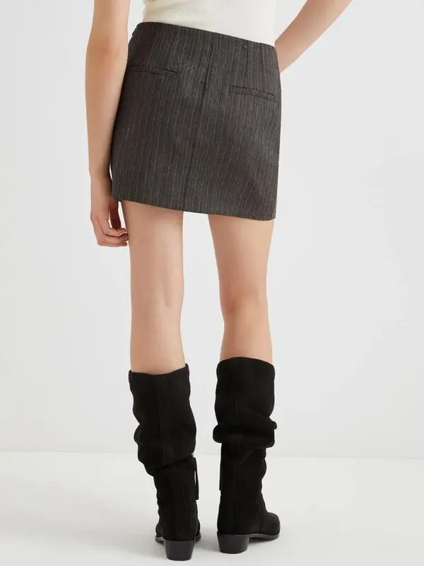 Marella Short Wool Skirt With Pinstripes