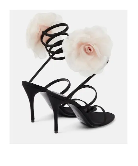 Magda Butrym Floral-appliqué Satin Sandals