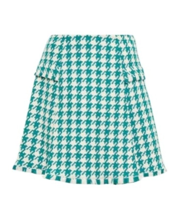 Oscar De La Renta Frayed Houndstooth Tweed Miniskirt - Blue
