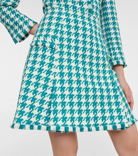 Oscar De La Renta Frayed Houndstooth Tweed Mini Skirt