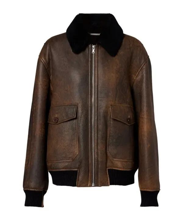 Nour Hammour Anton Shearling-lined Leather Bomber Jacket