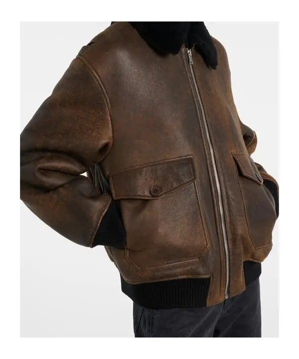 Nour Hammour Anton Shearling-lined Leather Bomber Jacket