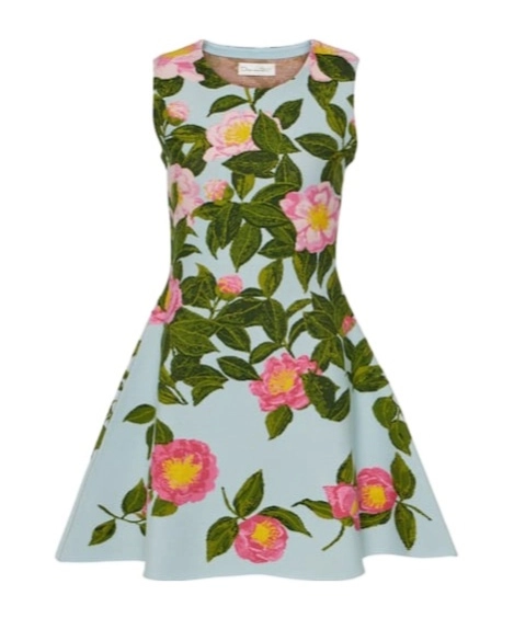 Oscar De La Renta Printed Minidress - Green