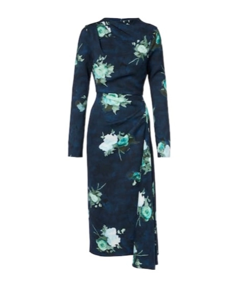 Erdem Floral Draped Cady Midi Dress - Black