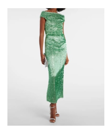 Erdem Beaded Off-shoulder Midi Dress