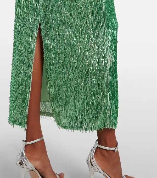 Erdem Beaded Off-shoulder Midi Dress