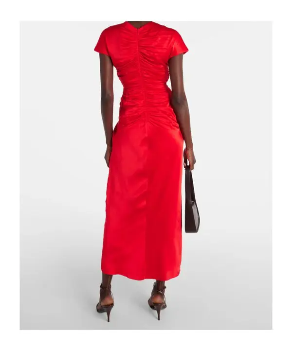 Tove Aubree Ruched Silk Midi Dress