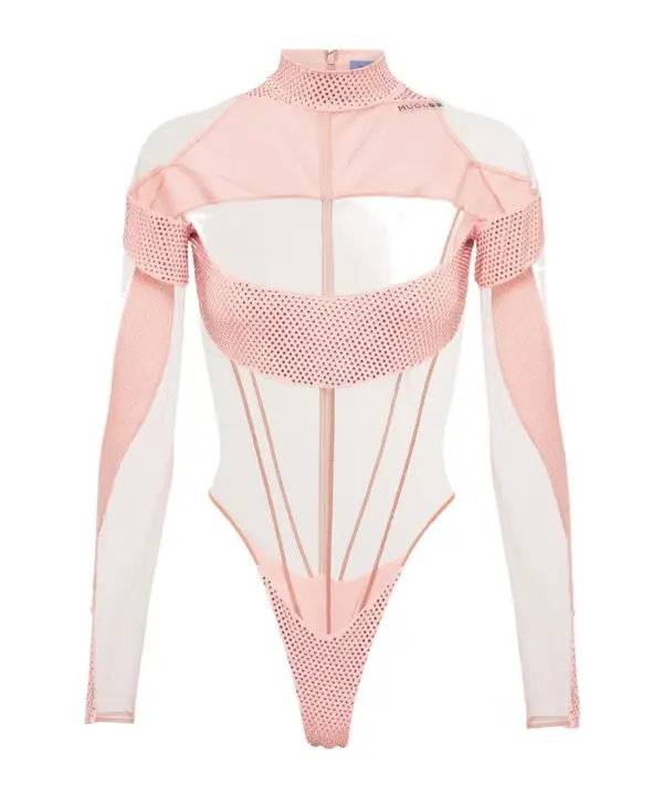 MUGLER Paneled Bodysuit - Pink