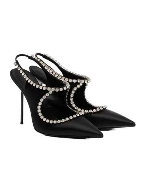 Paris Texas Lidia 105 Embellished Satin Slingback Pumps