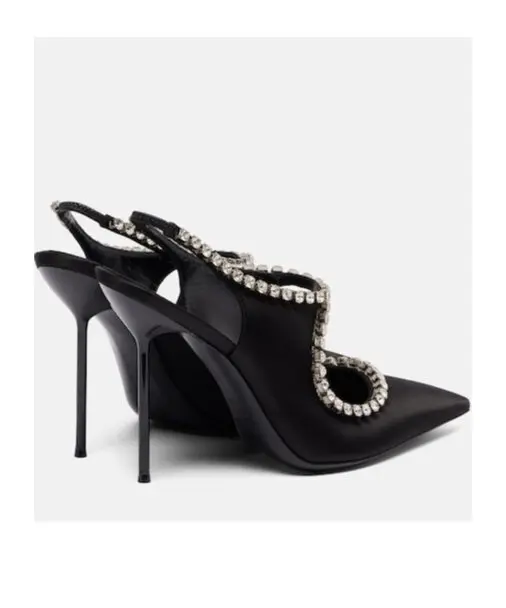 Paris Texas Lidia 105 Embellished Satin Slingback Pumps