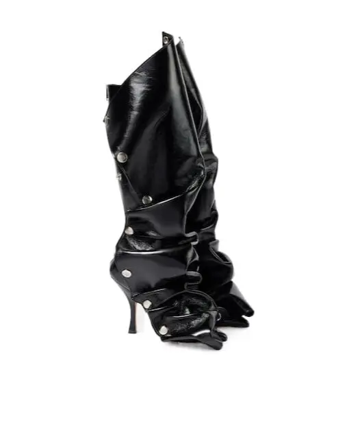 Y/project Snap 100 Leather Knee-high Boots - Black