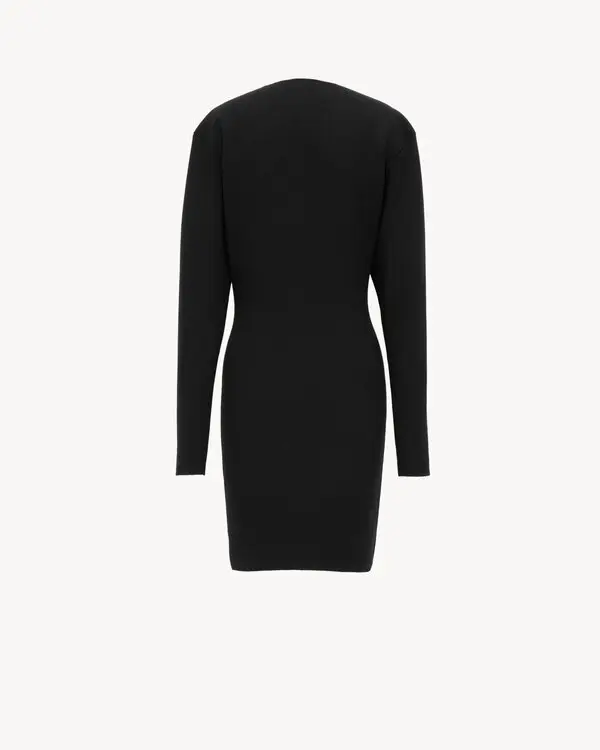Saint Laurent Long-sleeved Crew Neck Dress