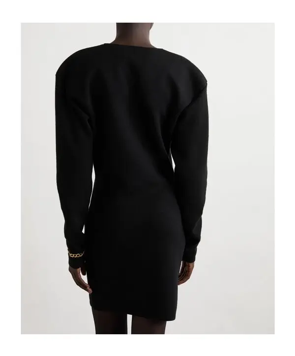 Saint Laurent Long-sleeved Crew Neck Dress