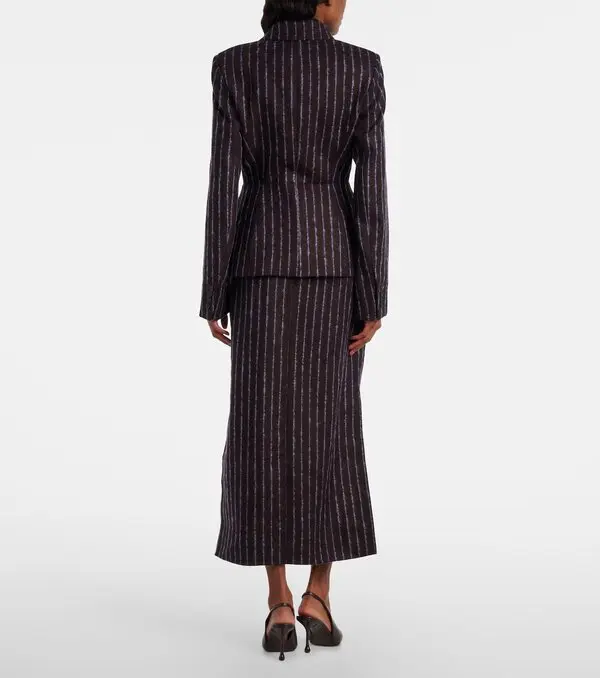 Erdem Pinstripe Wool And Mohair Pencil Skirt