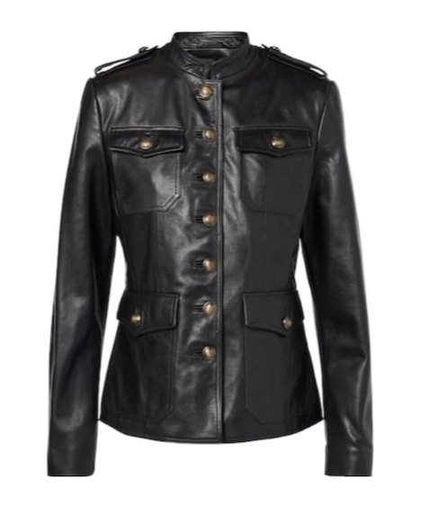 NILI LOTAN Button Leather Jacket