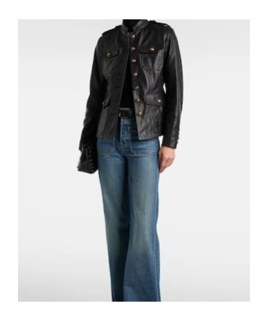 NILI LOTAN Button Leather Jacket
