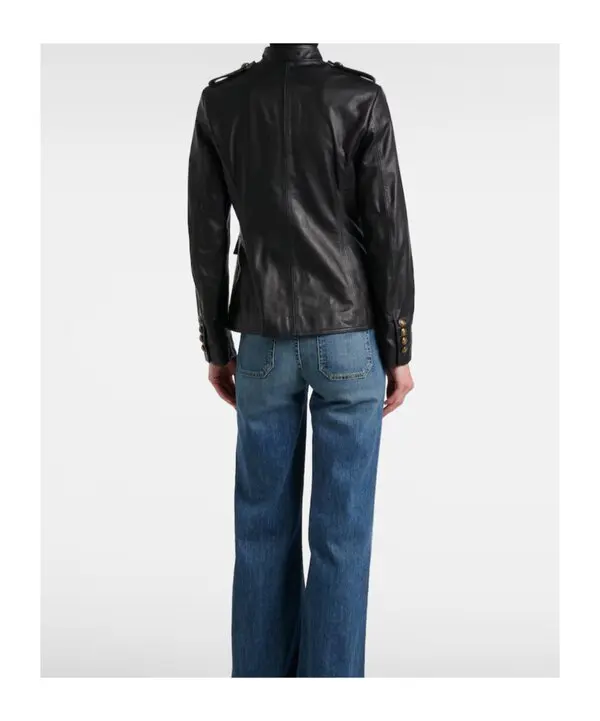 NILI LOTAN Button Leather Jacket