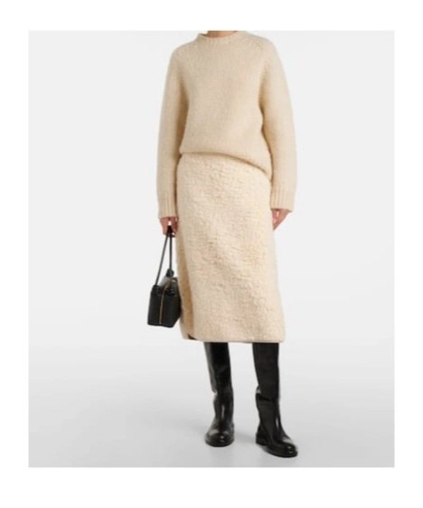 JIL SANDER Cotton Fleece Midi Skirt - White