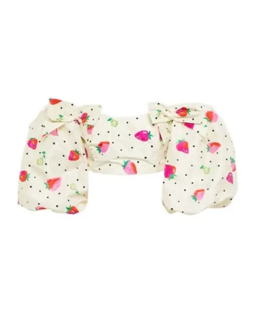 Alessandra Rich Printed Silk Crop Top - White