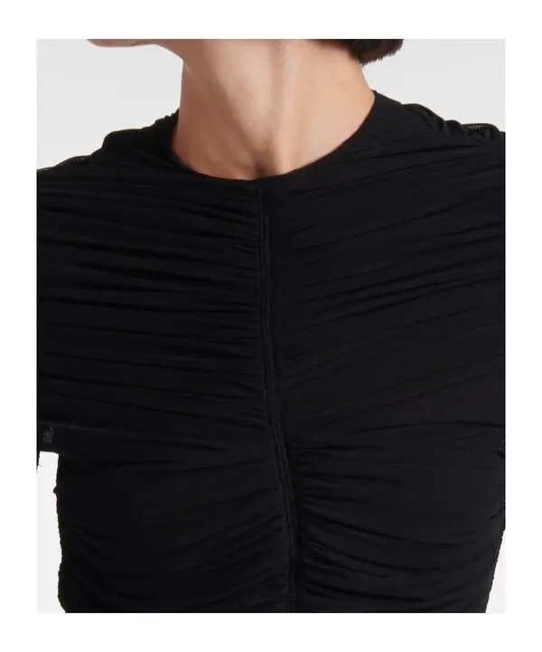 MUGLER Pleated Back Mesh Dress