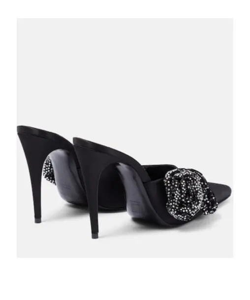 Magda Butrym Floral-appliqué Embellished Satin Mules