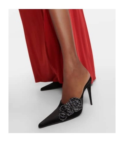 Magda Butrym Floral-appliqué Embellished Satin Mules