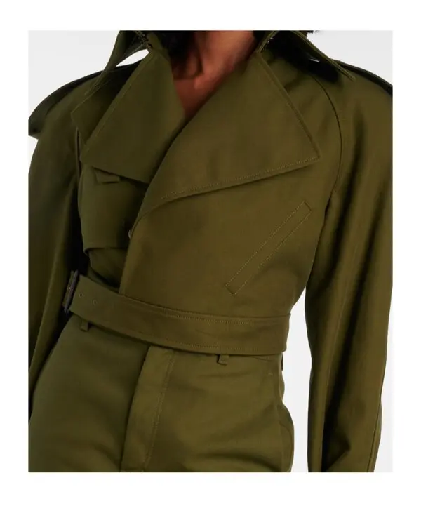 Wardrobe.NYC Lapel Cropped Twill Trench Coat