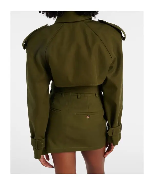 Wardrobe.NYC Lapel Cropped Twill Trench Coat