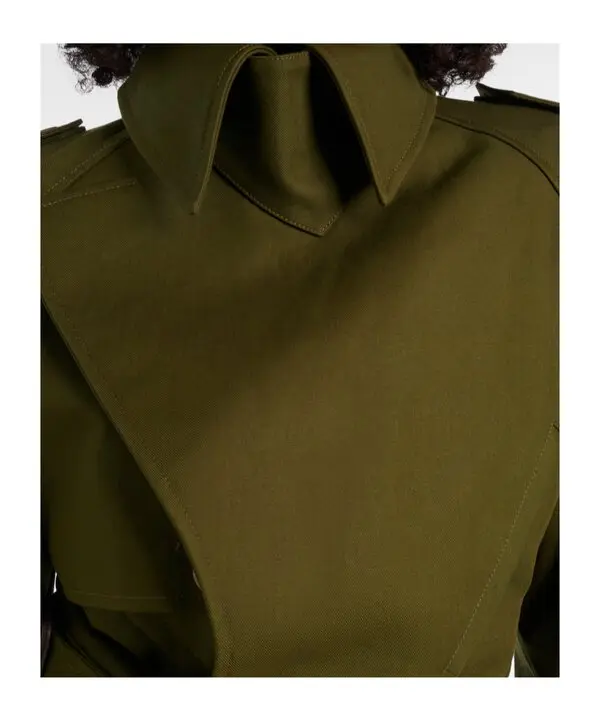 Wardrobe.NYC Lapel Cropped Twill Trench Coat