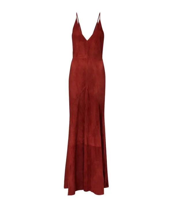 Gabriela Hearst Brigita Suede Maxi Dress - Red