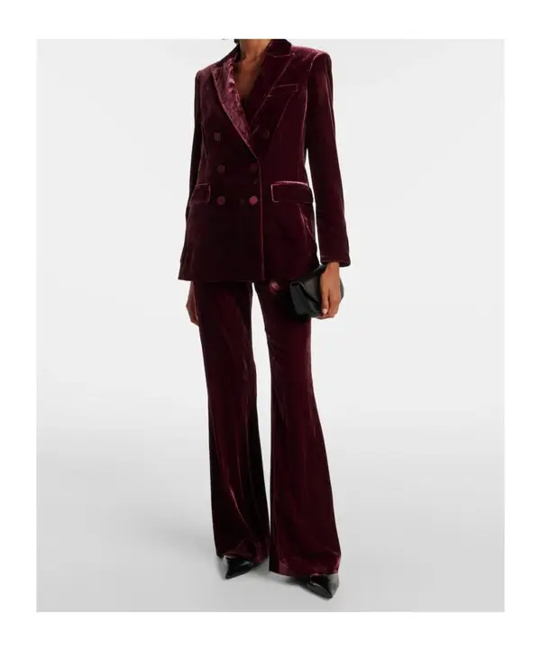 Veronica Beard Lebone High-rise Velvet Flared Pants