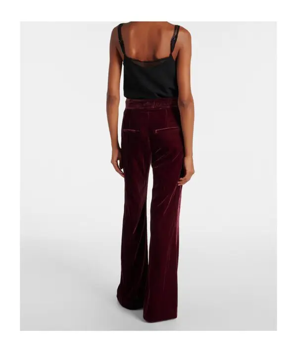 Veronica Beard Lebone High-rise Velvet Flared Pants