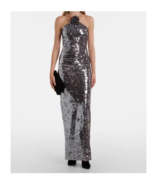 Magda Butrym Floral-appliqué Sequined Gown