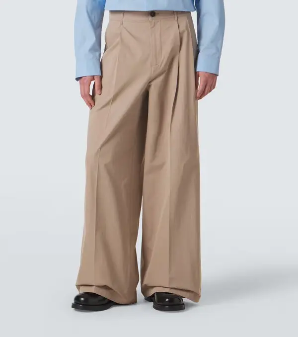 JIL SANDER Pleated Cotton Wide-leg Pants