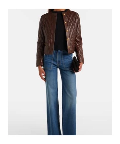 NILI LOTAN Cropped Leather Jacket