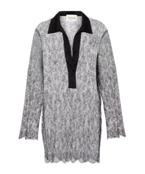 Tove Lucie Floral Lace Silk Top - Gray