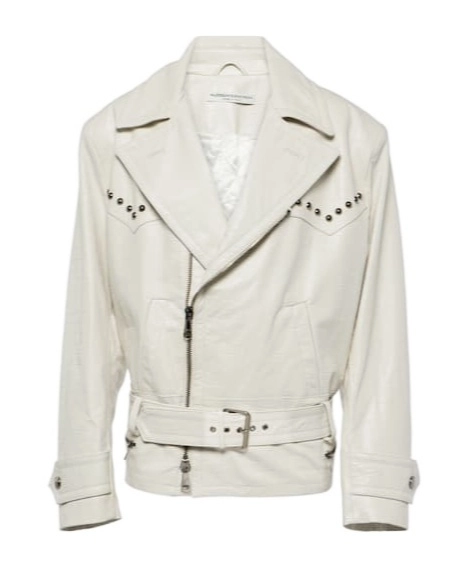 Alessandra Rich Croc-effect Leather Jacket - White