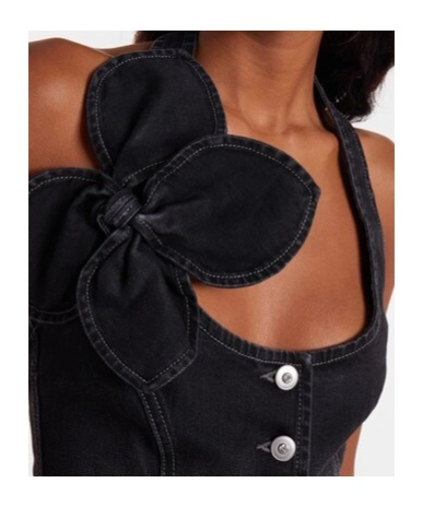 AREA Bow-detail Denim Top