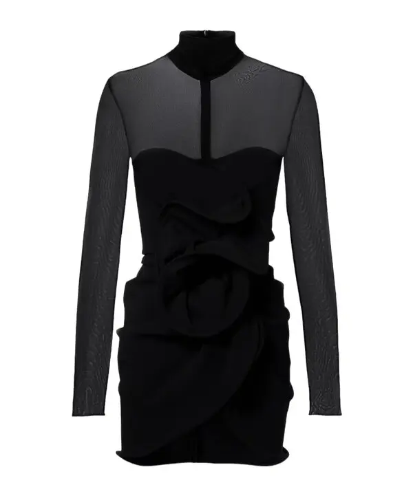 Magda Butrym Gathered Sheer Wool-blend Minidress