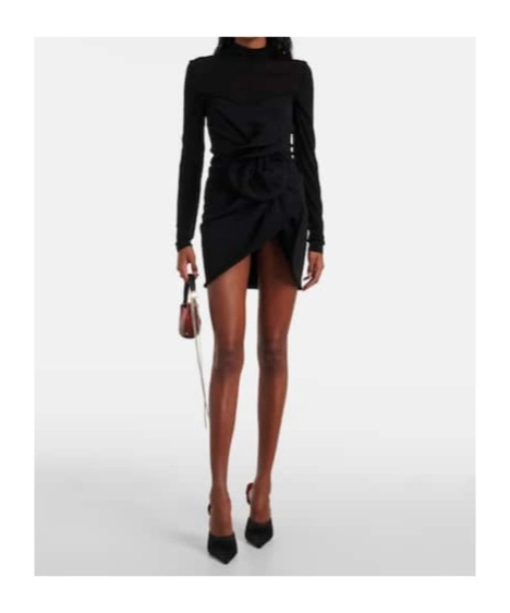 Magda Butrym Gathered Sheer Wool-blend Minidress