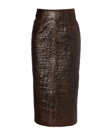 EMILIA WICKSTEAD Loretta Croc-effect Leather Pencil Skirt
