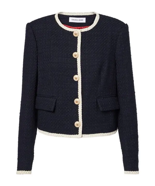 Veronica Beard Mabel Cropped Tweed Jacket - Black