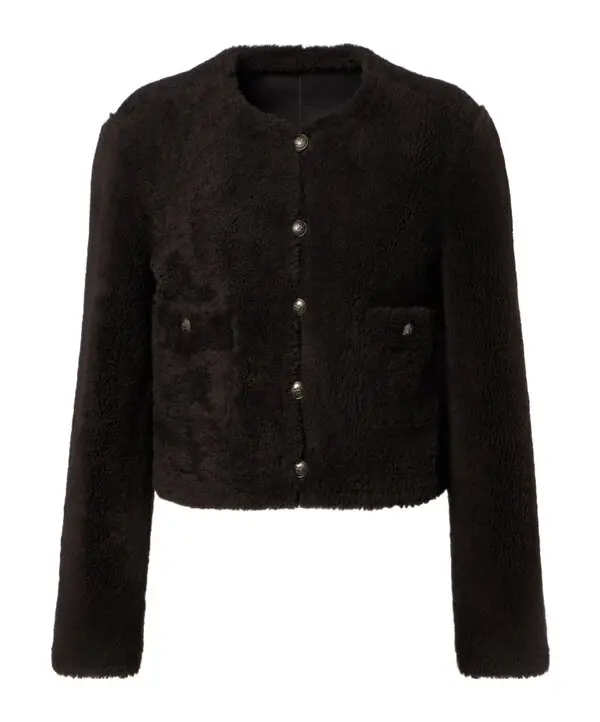 Dorothee Schumacher Crew Neck Long Sleeve Leather Jacket