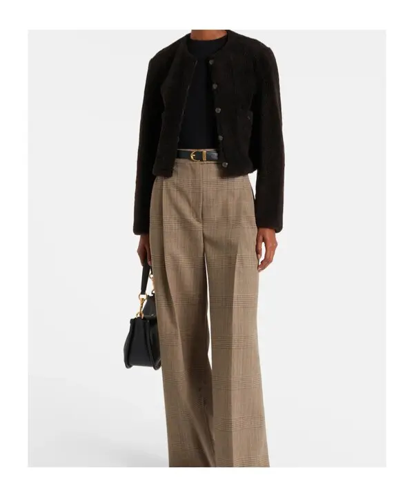Dorothee Schumacher Crew Neck Long Sleeve Leather Jacket
