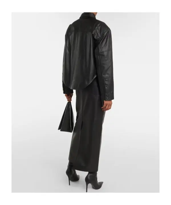 Wardrobe.NYC Leather Jacket With Snap Fastening