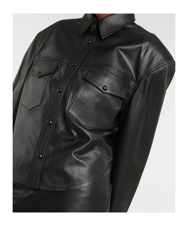 Wardrobe.NYC Leather Jacket With Snap Fastening