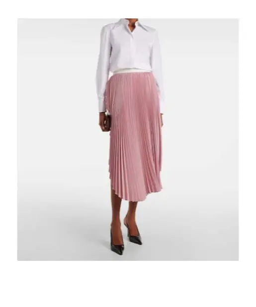 Stella McCartney Pleated Maxi Skirt With Leather Trim - Pink