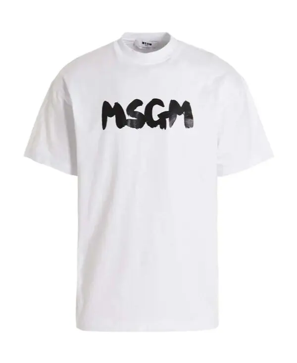 MSGM Logo Printed Crewneck T-shirt - White